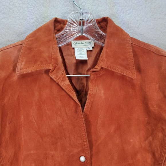 Coldwater Creek | Jackets & Coats | Vintage Y2k Coldwater Creek Rust Suede Leather Collared Snap ...